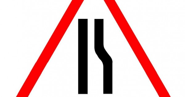 Road Narrows from Right Sign
