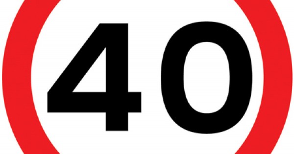 Sign - 40mph Class 1 Reflective Traffic Sign 600mm - Wall or Post Fix