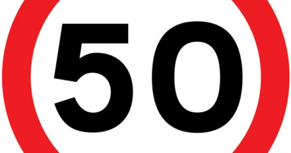 Sign - 50mph Class 1 Reflective Traffic Sign 600mm - Wall or Post Fix