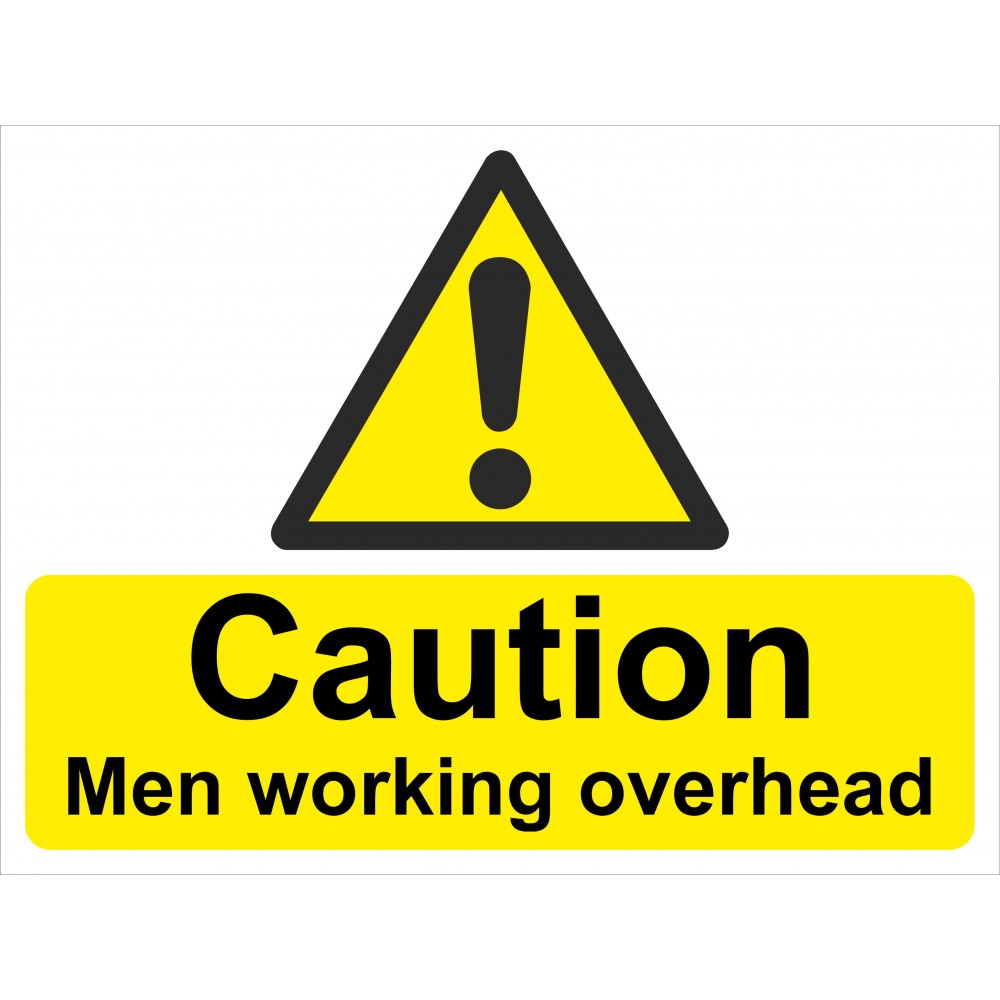 Hazard Sign - Caution Men Working Overhead - 5 Pack